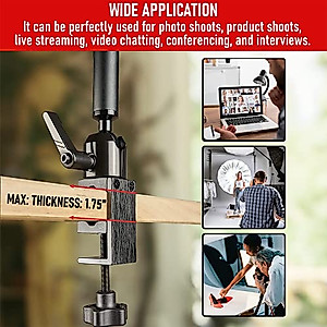 Arkscan MCM5 Tabletop Photography Videography Live Stream Zoom Meeting Classroom Table clamp Mount with ¼-20 mounting Bolt for iPhone Android Smartphone, and Nikon Sony Canon Camera & Camcorder