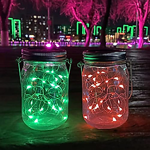 POPPAP Solar Jar Lid Lights Solar String Lights Fairy Lights for Mason Jar Decor Lights,Outdoor Lighting LED Landscape Lights 20 LED 78.74inch 6Lids Red