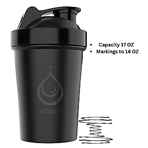 diliqua -4 PACK- 20 oz Shaker Bottles for Protein Mixes | BPA-Free & Dishwasher Safe | 4 small protein shaker bottle | Shaker Cups for protein shakes | Blender Shaker Bottle Pack