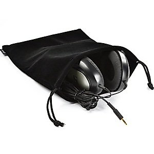 Cosmos Set of 2 Premium Black Travel Carry Drawstring Headphones Pouch Bag