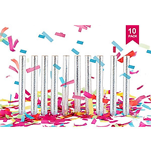 FameFame 10Pack Confetti Wands, Tissue Paper Flick Flutter Sticks for Wedding Celebrations, Anniversary, Birthday Party, Colorful, 7.8inch Confetti Popper