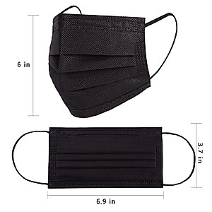 Disposable Face Mask, 100 PCS Black Masks, 3 Ply Protection Face Masks