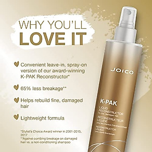 K-PAK Liquid Reconstructor Deep-Penetrating Treatment | For Fine, Fragile Hair | Repair Breakage | Rebuild Damaged Hair | Lightweight Formula | With Keratin & Rosehip Oil | 10.1 Fl Oz