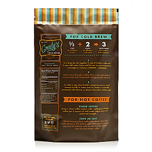 GRADY’S Cold Brew Coffee | Coarse Ground Coffee - Medium Dark Roast | New Orleans Style Coffee Perfect for Hot or Cold Brew Coffee | 1 LB Coarse Grounds