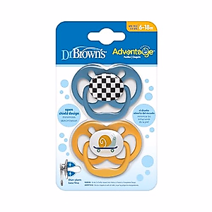Dr. Brown's Advantage Baby Pacifiers, 6 -18 Month, Blue, 2 Count