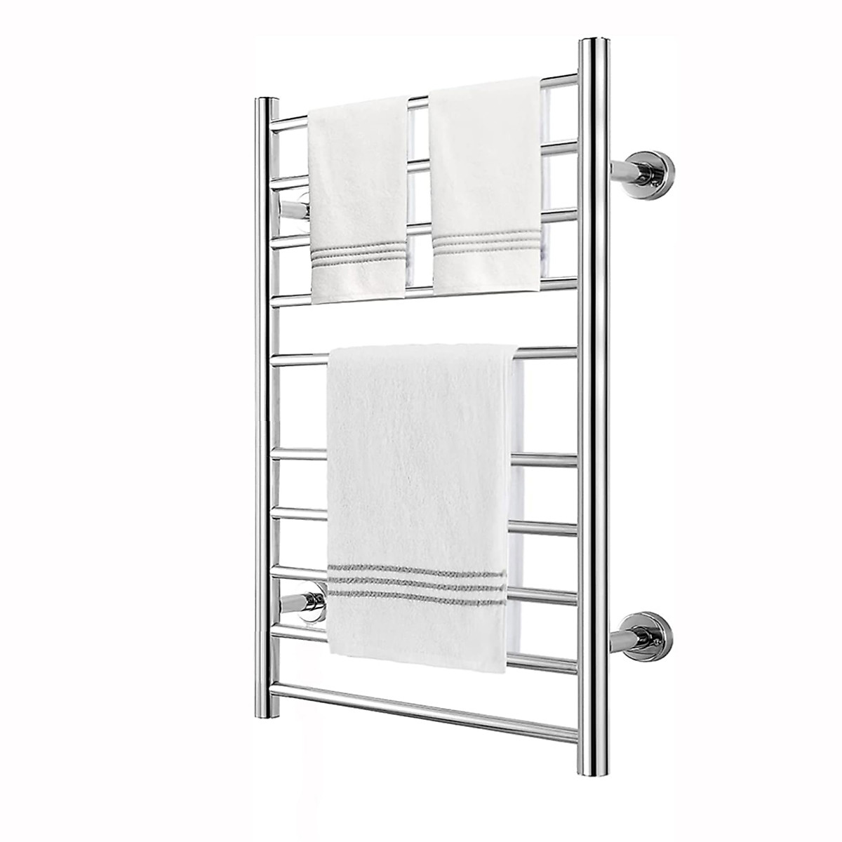 Towel Warmer Rack, 10 Bars Wall Mounting Towel Warmers for Bathroom, Aluminum Heated Towel Rack Towel Heater Plug-in Heated Towel Rack Silver 20.90in