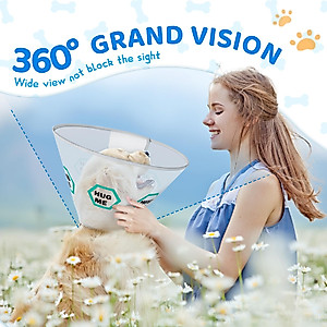 Supet Dog Cone for Dogs After Surgery, Soft Dog Cones for Large Medium Dogs, Comfortable Dog Cone Collar to Stop Licking, Adjustable Pet Recovery Collar for Small Dogs with Soft Protect Edge Word L