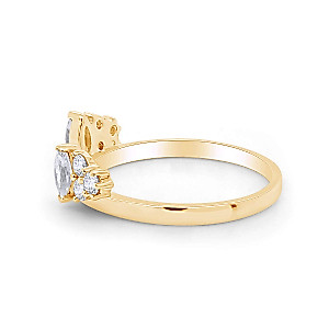 AFFY 0.86 Carat Marquise & Round White Cubic Zirconia Enhancer Guard 14K Yellow Gold Over Sterling Silver Ring Size-6