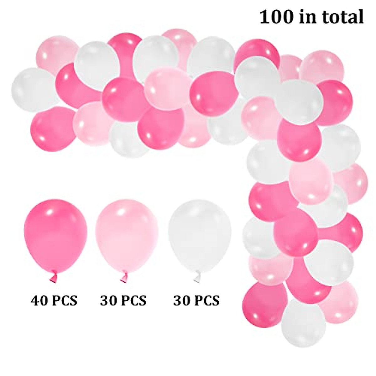 TKEJZu Pink Party Balloons 100 Pcs 12 Inch White and Light Pink and Rose Red Latex Balloons for Valentine’s Day Girls Birthday Party Baby Shower Wedding Engagement Romantic Party Supplies