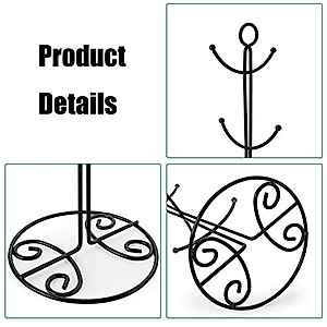 Yesland 2 Pack Mug Rack Tree - Metal Black Coffee Mug Tree for Counter with 6 Hooks - Large Kitchen Countertop Coffee Cup Holder Stand & Teacup Storage Rack for Organizing & Drying(Flower Pattern)