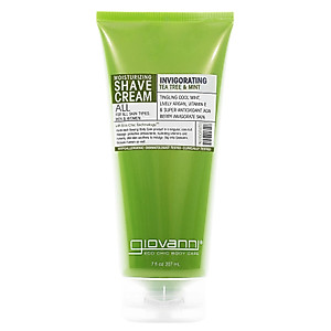 GIOVANNI Moisturizing Shave Cream - Invigorating Tea Tree & Mint Scented, Enriched with Jojoba, Vitamin E, Acai, Shea Butter Extract, Hyporallergic, For Men & Women, All Skin Types - 7 oz