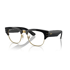 Ray-Ban Unisex Sunglasses Black On Gold Frame, Clear/Blue Lenses, 50MM