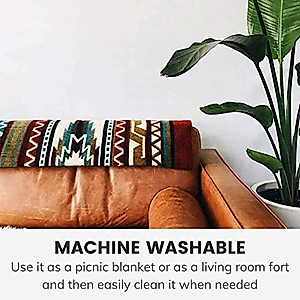 Ecuadane Large Southwestern Woven Blanket, Crafted in Ecuador by Local Artists, Queen Size - 93" x 82" - Antisana Earth