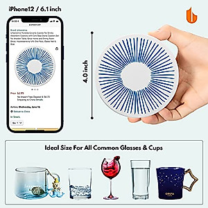 Urbanstrive Ceramic Coaster for Drinks Absorbent Coasters with Cork Base Stone Coasters Set for Wooden Table, Great Home and Dining Room Decor, Housewarming Gift, One Pack, 03