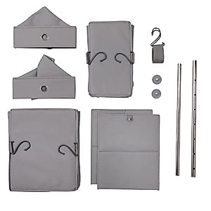 BIRDROCK HOME 5pc Hanging Closet Organizer System with Storage Shelves - Grey - Shoe Clothing Organization - Great for College Dorms or Kid Bedrooms Nursery