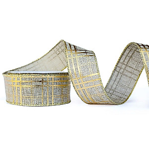 Wired Christmas Ribbon for Tree Plaid Ribbons Set Burlap Xmas Thick 2.5 Inch 4 Rolls 24 Yards for Decorating Trees Gift Wrapping Wreaths Bows Perfect for Tree Topper Wreath Mailbox Staircases