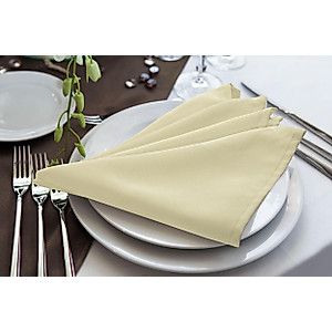 Utopia Home [24 Pack, Ivory] Cloth Napkins 17x17 Inches, 100% Polyester Dinner Napkins with Hemmed Edges, Washable Napkins Ideal for Parties, Weddings and Dinners