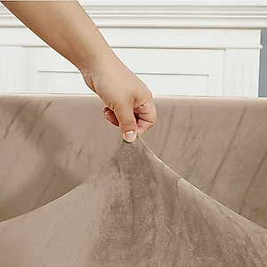 EFELIM Velvet L Shape Couch Cover Sectional Sofa Slipcover, Stretch 1 2 3 Seat Sofa Covers Soft Chaise Cover Furniture Protector for Dogs Pets (Blue,L Shape:4 Seater+3 Seater)