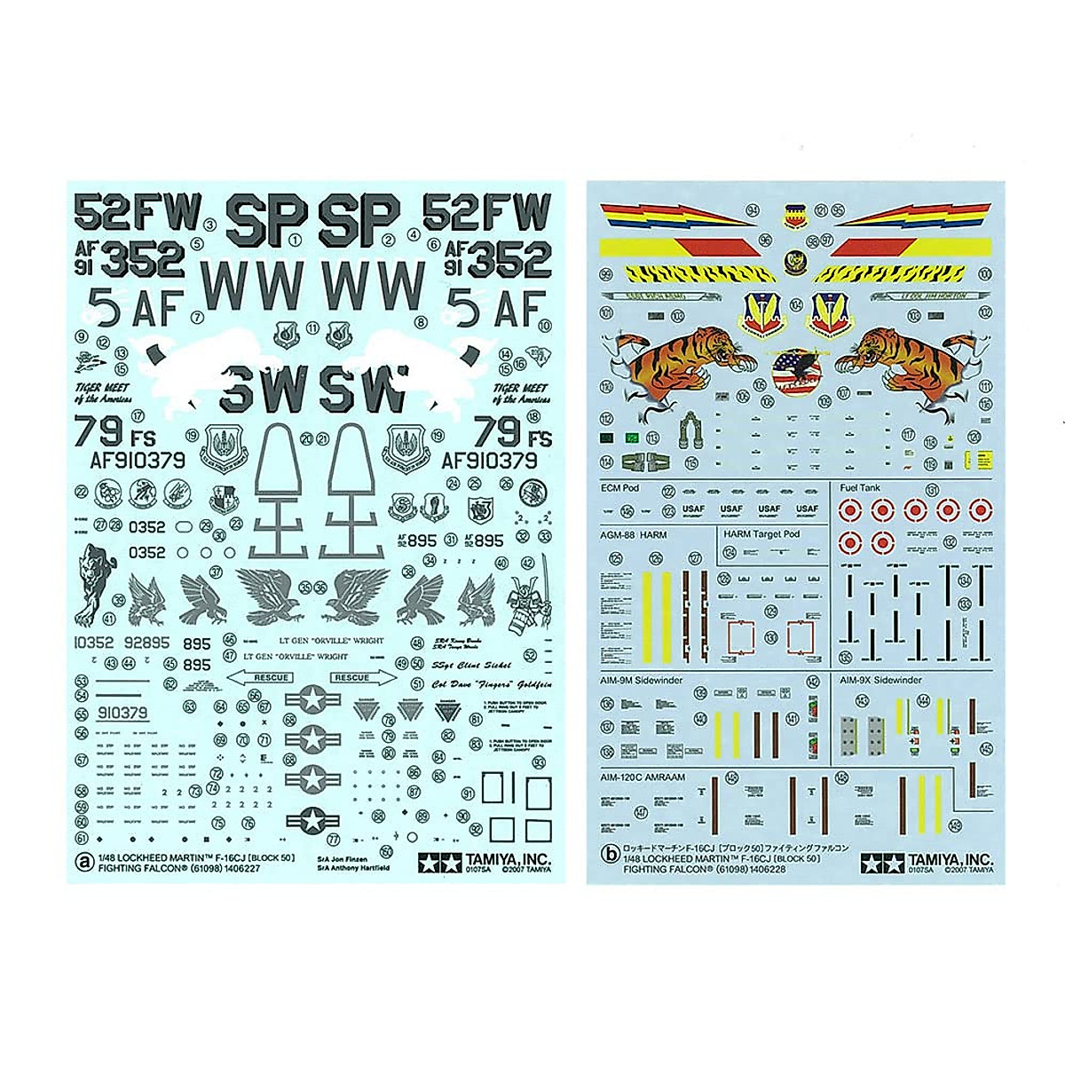 Tamiya 61098 1/48 Lockheed Martin F-16CJ Plastic Model Airplane Kit
