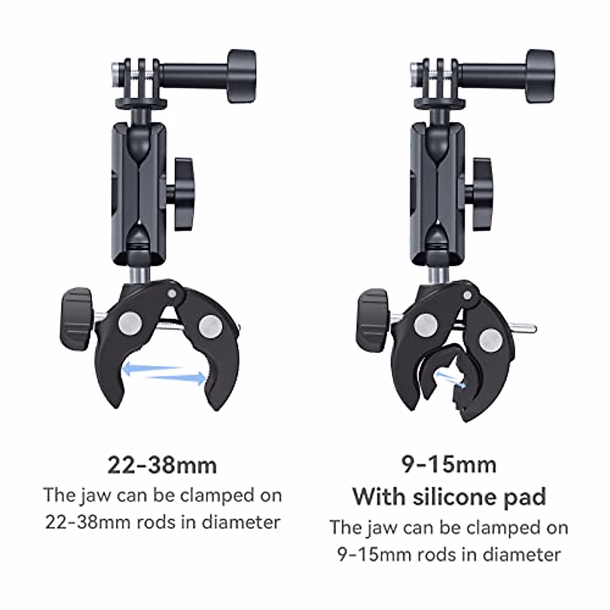TELESIN Handlebar Clamp Mount with Flexible 360 Ball Head Bike Bicycle Motorcycle Boat Vehicle Tree Tube Extension Mounting Attachment for GoPro Insta360 DJI Action LED Light Vlog Video Accessories
