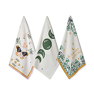 Folkulture Kitchen Towels or Dish Towels, 20" X 26" Modern Kitchen Hand Towels or Tea Towels from Daughter, Set of 3 Cotton Dishtowels and Dishcloth for Farmhouse Decor, Magical