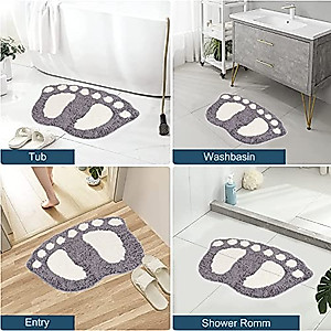 DIGHEIGG Bathroom Rugs, Bath Mats Water Absorbent Non-Slip for Bathroom, Shower, Room, Soft Microfiber Bath Mat Machine Washable Bath Mat Big Feet Bathroom Mat (Gray 16x24&#039;&#039;)