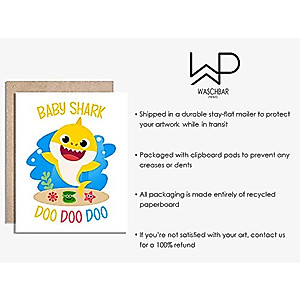 Baby Shark Art Prints, Set of 5 (8 inches x 10 inches), Nursery Wall Art Stuff Decor, Wall Poster for Baby Shower Decorations, Baby Bedroom, Kids Playroom, Mommy Daddy Grandma Grandpa (UNFRAMED)