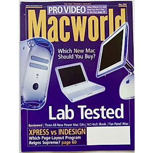 Macworld. May 2002. GigaHertz Power Mac, 14.1-Inch iBook, iMac G4, Xpress vs. InDesign, Final Cut Pro 3