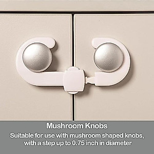 Dreambaby Secure -A-Lock - Child Proof Sliding Safety Locks - Suitable for Mushroom Knobs & D-Shaped Cabinet Door Handles - White - Model ‎L712