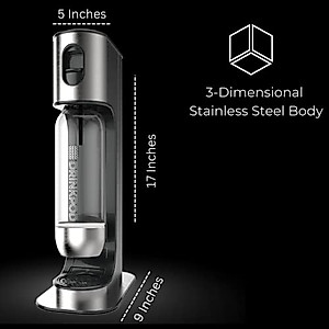 Drinkpod Soda Maker In Stainless Steel Sparkling Water Machine Carbonated Water Maker Includes 3 x Bottles (Sodapod Pro)