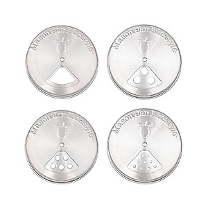 4 Pack Stainless Steel Spice Shaker Lid for Mason Jars (Regular Mouth)
