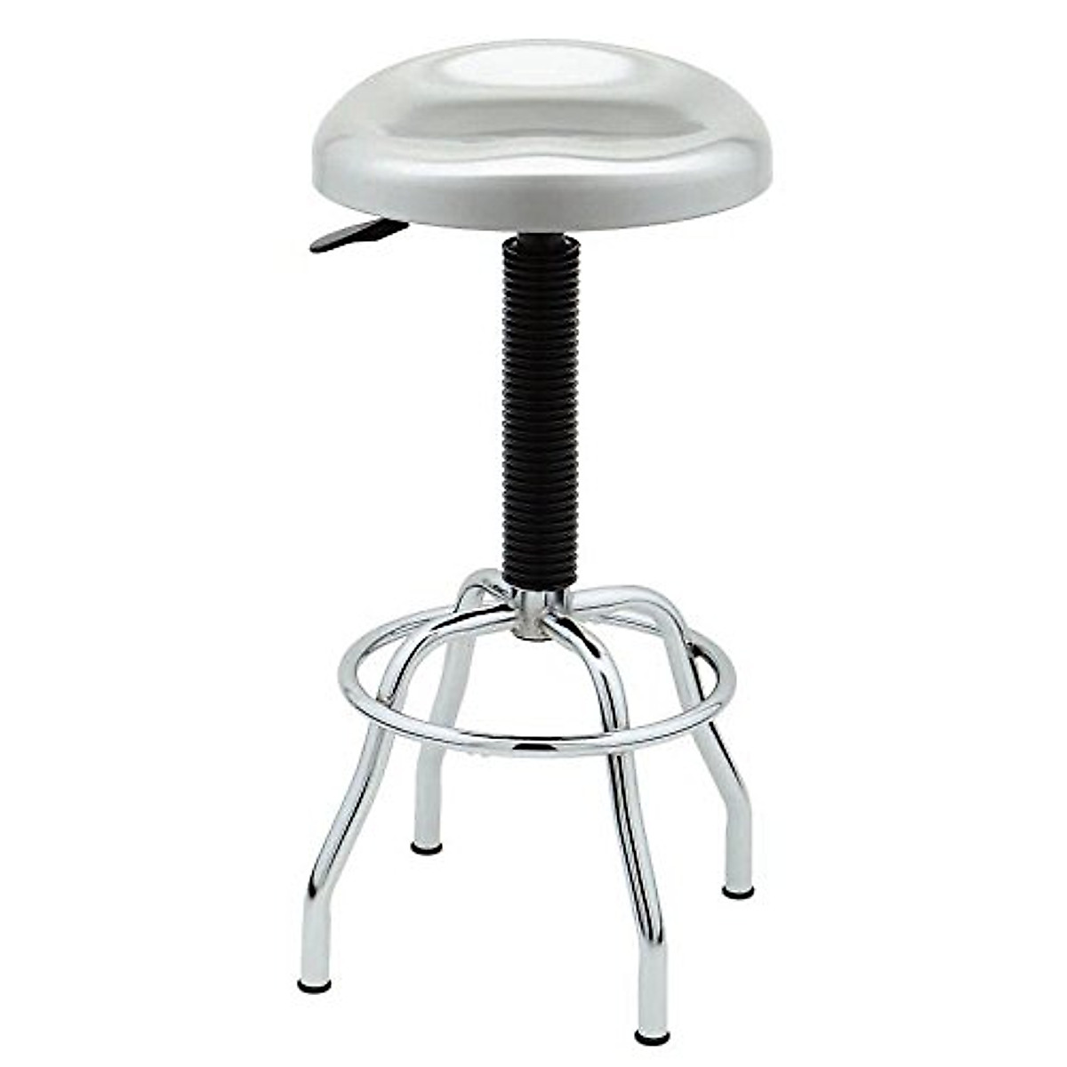 Seville Classics Modern Ergonomic Pneumatic Height Adjustable 360-Degree Swivel Stool Chair, for Drafting, Office, Home, Garage, Work Desk, Stainless Steel, Contoured Seat (Heavy-Duty)