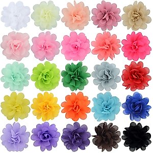 Ewanda store 50 Pcs Chiffon Fabric Flowers Small Chiffon Flowers for DIY Appliques Sewing Craft Wedding Party Decoration