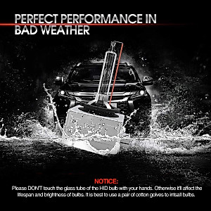 Torchbeam D3S HID Headlight Bulbs, 6000K Cool White, High/Low Beam, Xenon Replacement Bulbs with Metal Stents Base, for 12V Car, Pack of 2