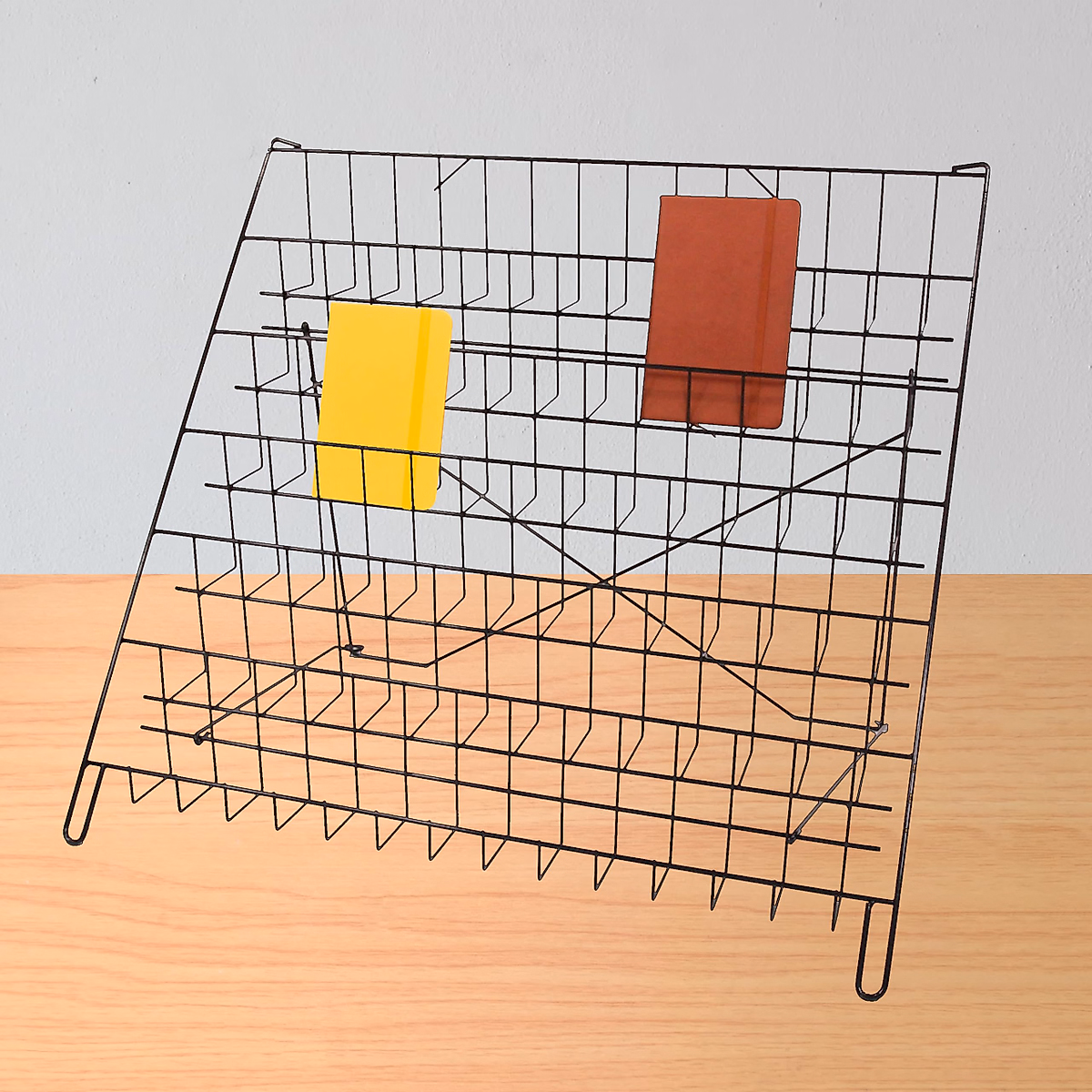 SSWBasics 6-Tier Black Wire Countertop Rack - 22"H x 29½”W x 18"D - Magazine Display Stand - Tabletop Book Display for Comics, Brochures, Cards, and Literature - Sleek, Sturdy, Collapsible Countertop