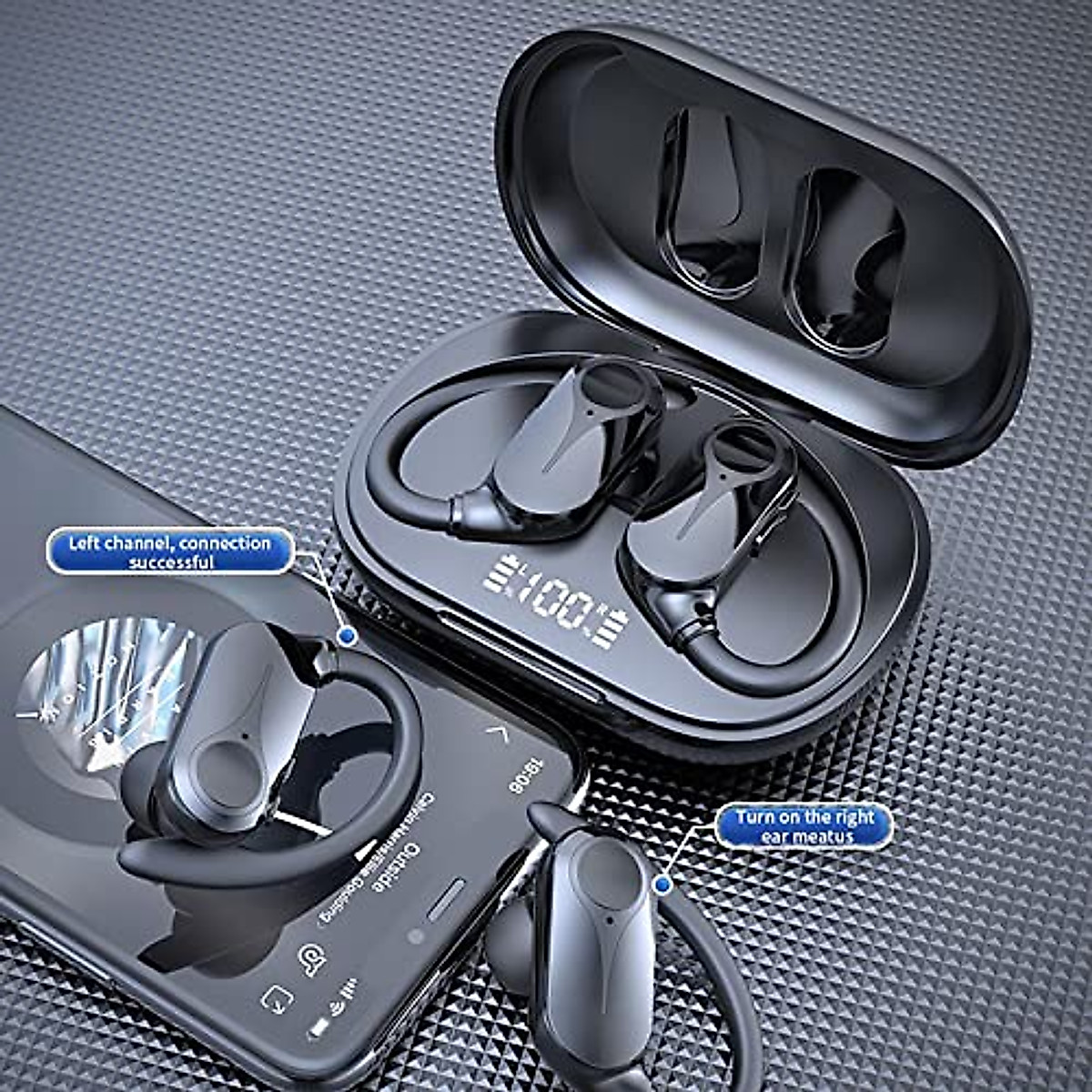 Bluetooth Headset 5.3 Ear Mounted Business HiFi Sound Quality Long Lasting Outdoor Sports Headset Light-Weight Headphones Wireless Earbuds