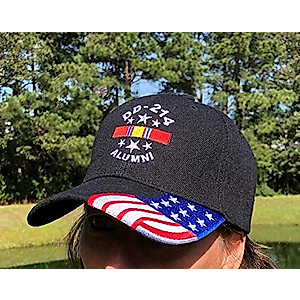 DD-214 Alumni Black Hat with National Service Ribbon and American Flag Bill