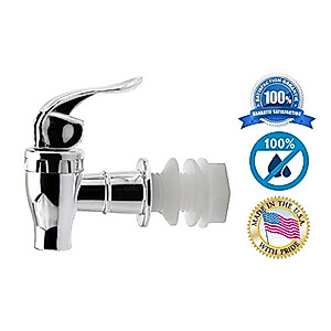 AquaNation BPA Free Replacement Cooler Faucet Water Bottle Jug Ceramic Water Crock Reusable Spigot Spout Water Beverage Lever Pour Dispenser Valve Gravity Water Tap - Chrome (1)