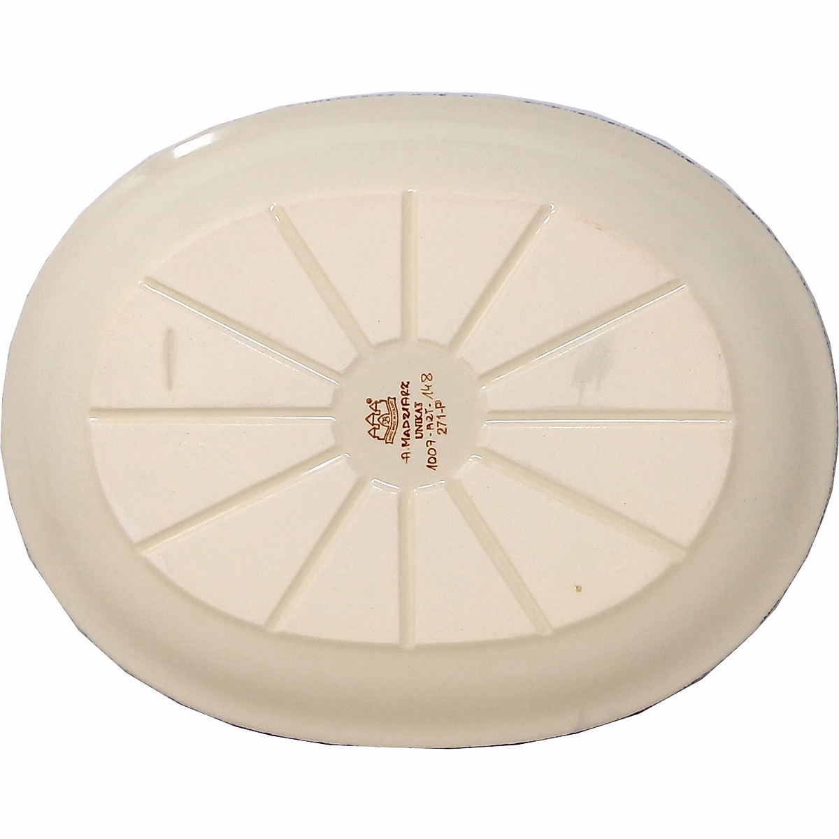 Polish Pottery Large Serving Platter in Regal Bouquet Unikat Pattern signed by Anna Madziarz from Zaklady Boleslawiec, dimensions 13.5" x 11"