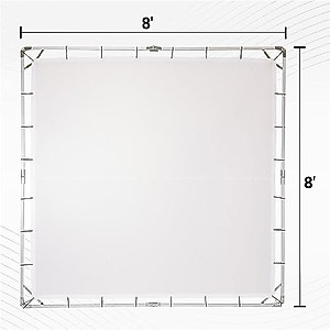 Glow 8x8' Butterfly Light Modifier Scrim Kit w/Lightweight Collapsible Aluminum Frame, Three Diffuser Screen Fabric and Carry Case, Perfect for Still/Video and Portrait Light Diffuser Photography