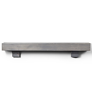 BoscoMondo Rustic Fireplace Mantel Shelf with Corbels- Pine Wood - Wall Decor, Mounted Farmhouse Shelving (72", Grey)