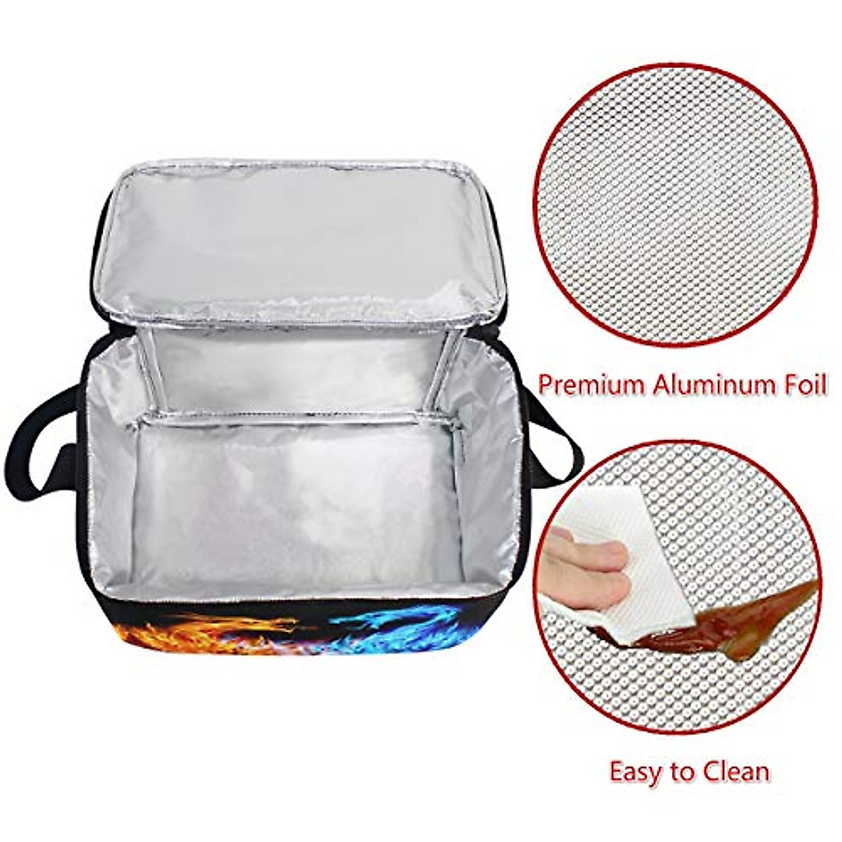 ALAZA Fire Dragon Insulated Lunch Bag Box Cooler Bag Reusable Tote Bag Outdoor Travel Picnic Bag With Shoulder Strap for Women Men Adults Kids
