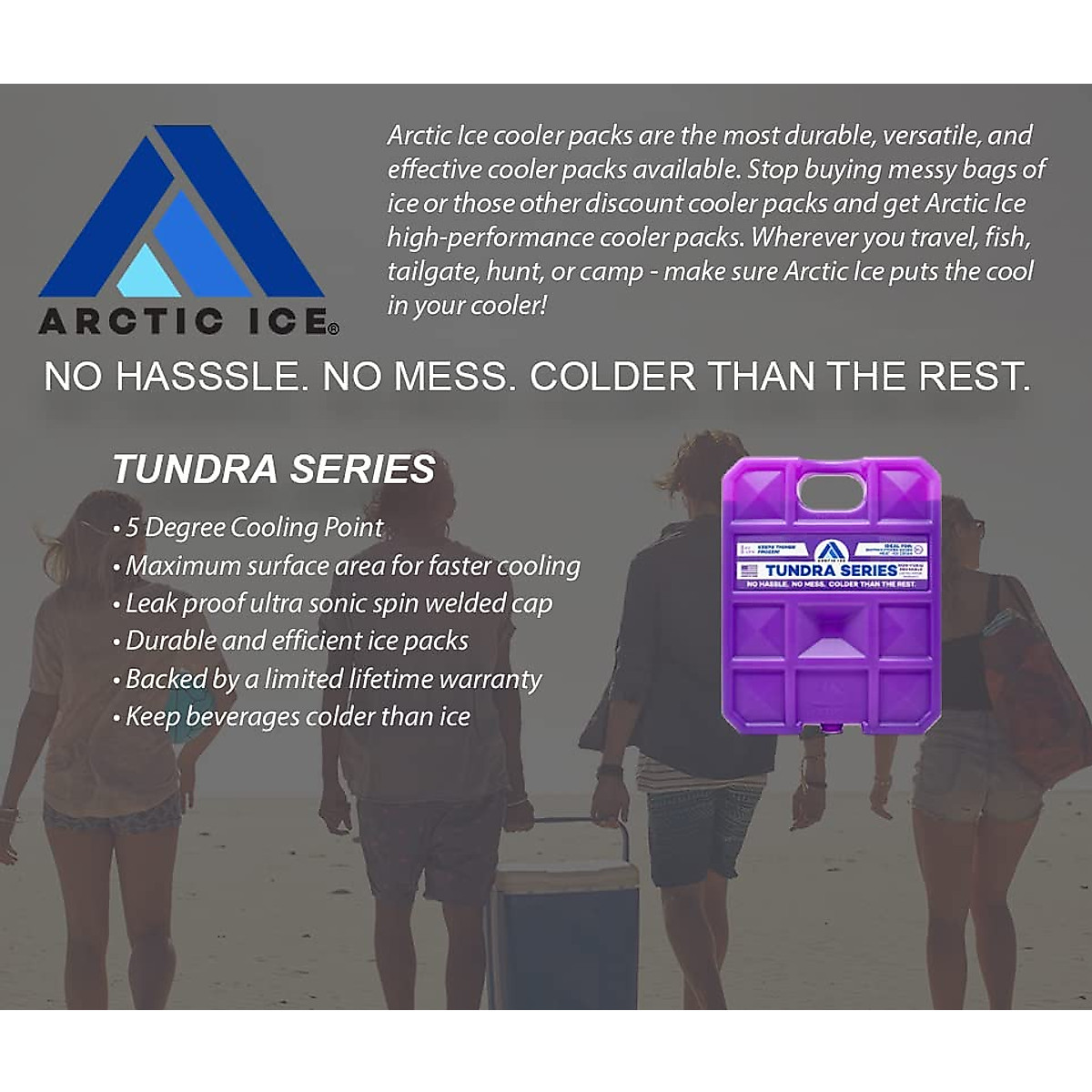 ARCTIC ICE Tundra Series, Long Lasting Reusable Ice Pack, Purple, Large, 2.5 lb