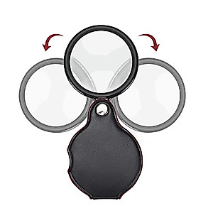 10X Small Magnifying Glass, TEOYALL 2 PCS Mini Pocket Magnifier Folding Magnify Glass with Rotating Protective Holster