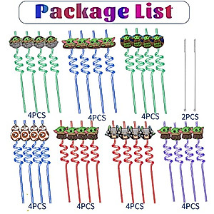 28 Pack Star Birthday Party Supplies Straws, Reusable Straws for Star Party Supplies, Party Supplies, Party Gifts, Perfect for Birthday Party Decorations, with 2 Cleaning Brushes