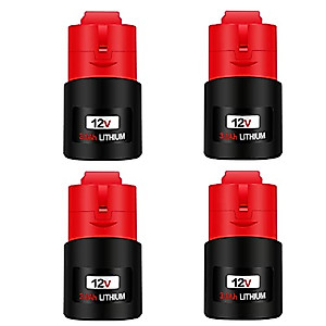 CELL9102 4 Pack 3.0Ah Replacement 12V Battery Compatible with Milwaukee M12 Battery 48-11-2411 48-11-2420 48-11-2401 48-11-2402 48-11-2401, for Milwaukee 12V M12 Red Lithium Cordless Tools