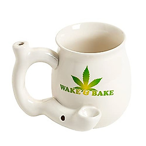 ISTOOLL Wake and Bake Coffee Mug, Novelties White Ceramic Coffee Cup for Gift