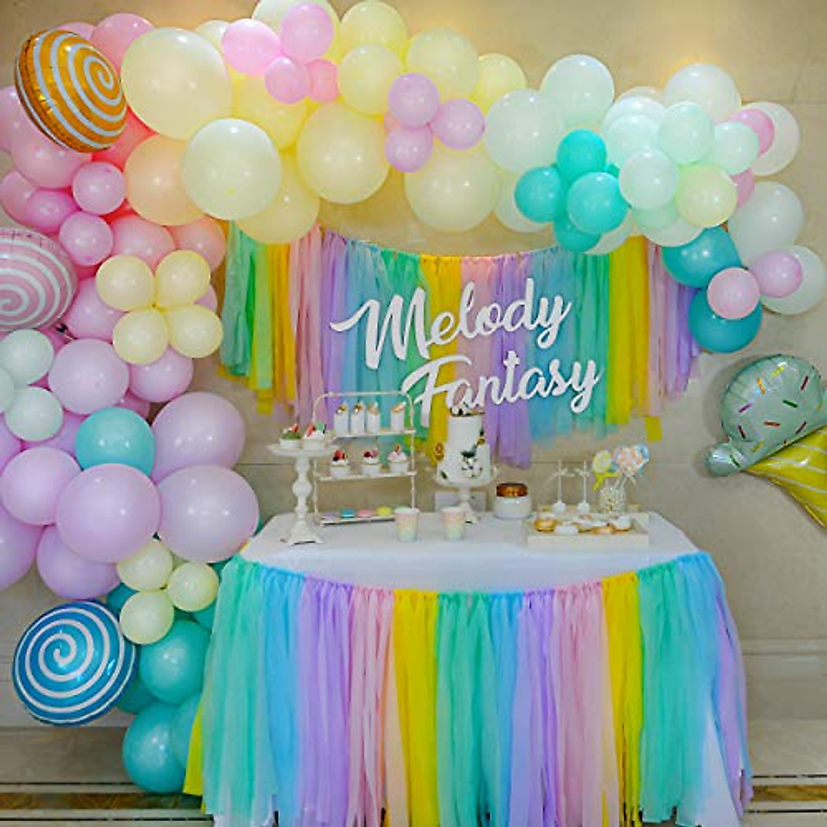 Melody Fantasy Ice Cream Party 200pcs Plastic Strips Streamer Backdrop Pastel Streamer Fringe Curtain Rainbow Backdrop Streamers for Girls Birthday Candyland Party Background Pastel Party Decorations