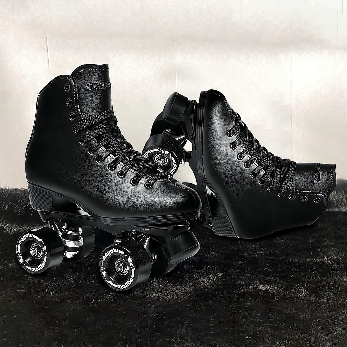 Sure-Grip Malibu Unisex Roller Skates | Stylish and Durable Vegan Leather Upper | Equipped with Sturdy Aluminum Trucks and ABEC 3 Bearings - Wheels Featuring an 88a Hardness Rating, Made in USA