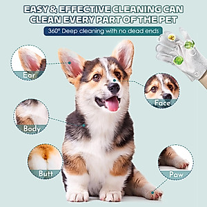 MOHCO 20 Pcs Pet Cleaning Glove Bathing Wipes for Dogs and Cats,No Rinse Cats Gloves Wipes,Pet Wipes for Paws, Butt, Face and Fur,Pet Bathing Gloves Wipes for Daily Care and Traveling
